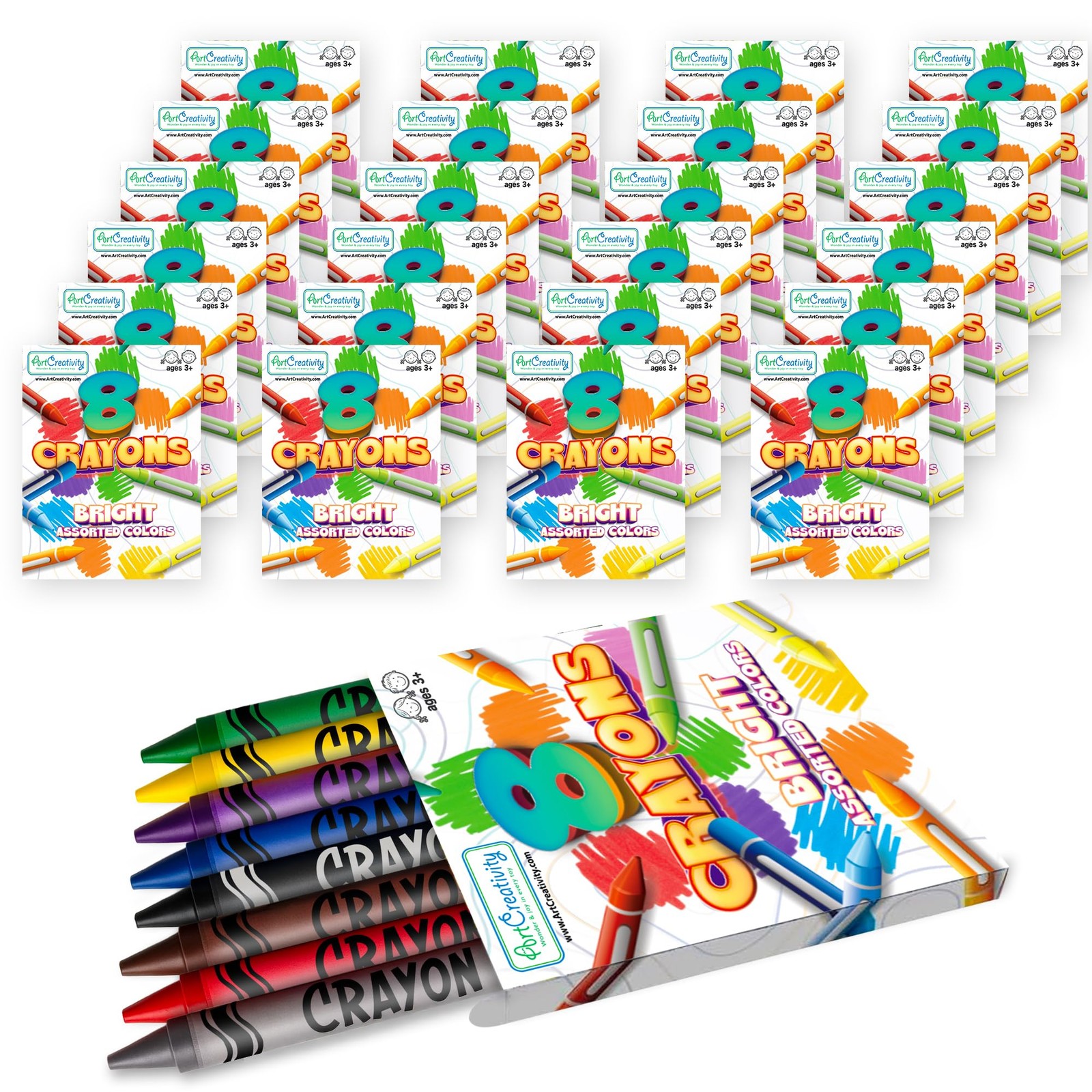 ArtCreativity Bulk Crayon Packs, 24 Sets 8 Count (Pack of 24 ...