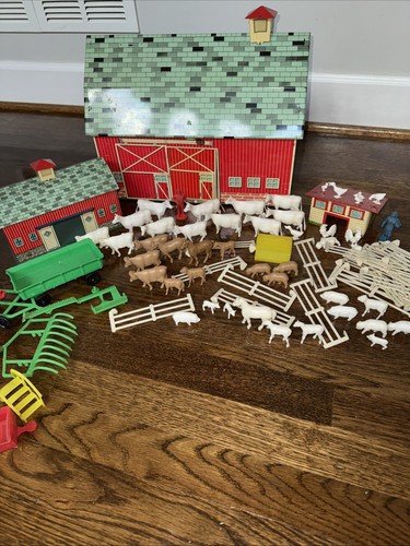 Vintage 1950's Ohio Art Metal Tin Litho Rolling Acres Farm Toy set | eBay