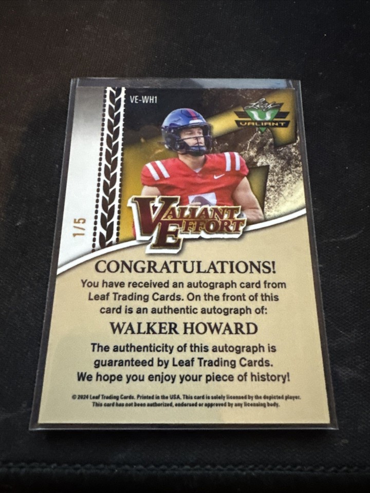 2024 Leaf Valiant Walker Howard Auto 1/5 Sp Ole Miss | eBay