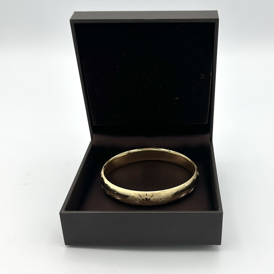 Vintage 14k YG Hand Engraved 10mm Wide Bangle Bracelet | eBay