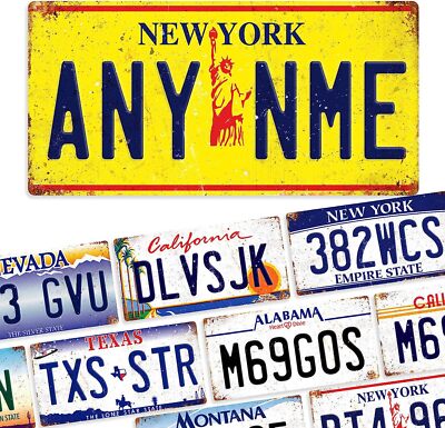 Custom American Number Plates - Metal Wall Plaque - States USA Car ...