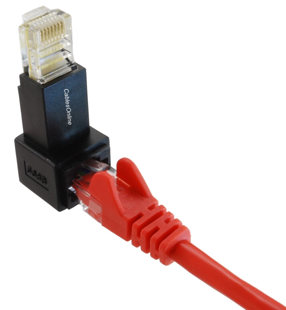 2-Pack, RJ45 Cat5e/Cat6 Male/Female 90° Right Angle Black Adapters, U ...