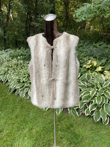 Vtg Faux Fur Vest Tie Closures Tan Black Hipster Cheyenne By Hillmoor ...
