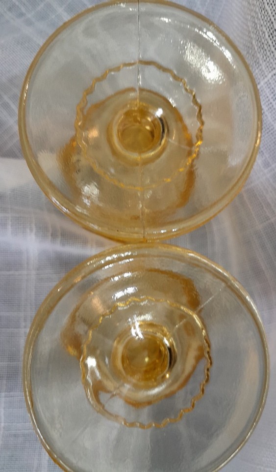 Indiana Colony Glass Kings Crown Thumbprint Topaz Yellow Water Goblets ...