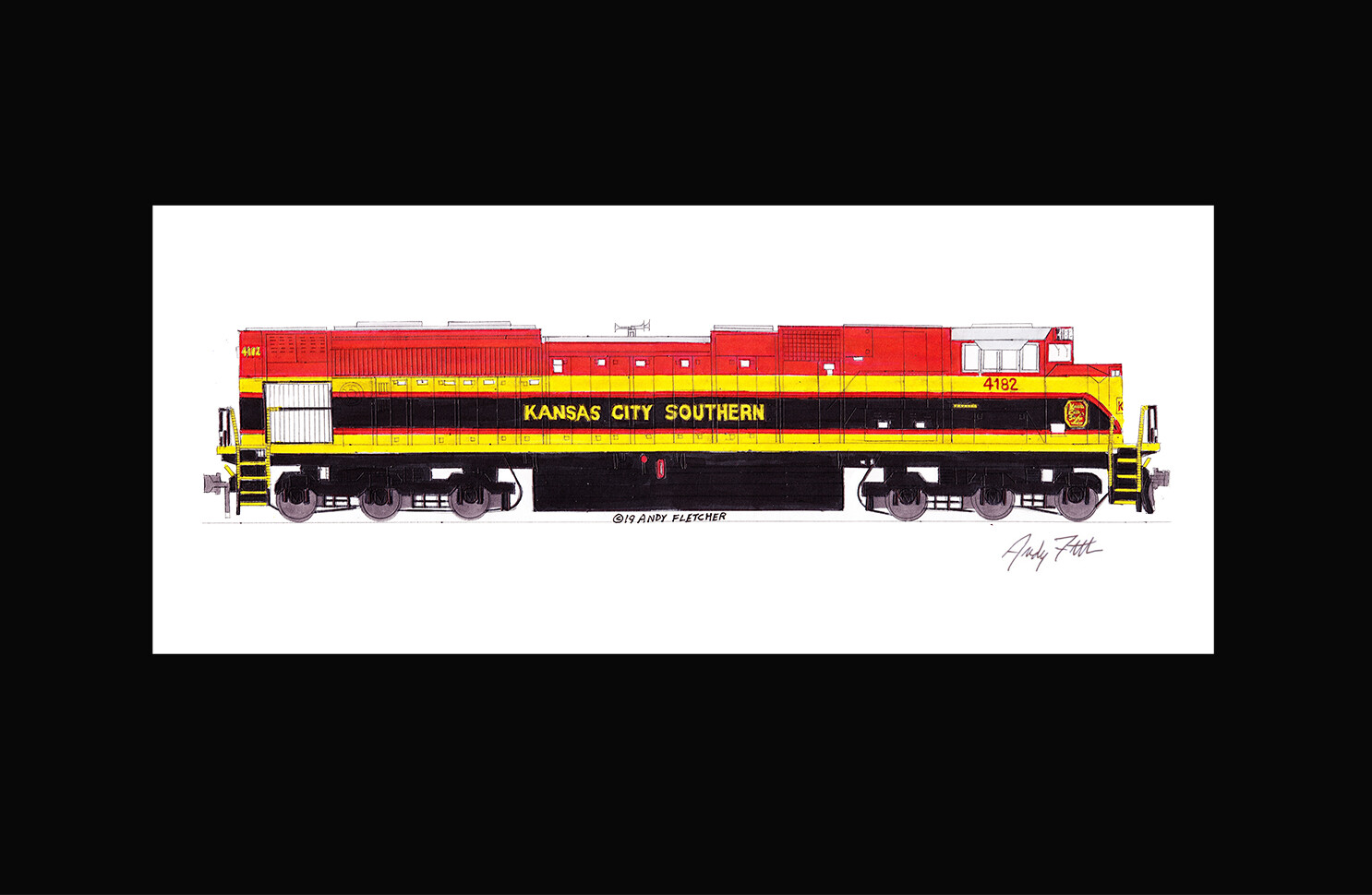 Kansas City Southern SD70ACe #4182 11"x17" Matted Print Andy Fletcher ...