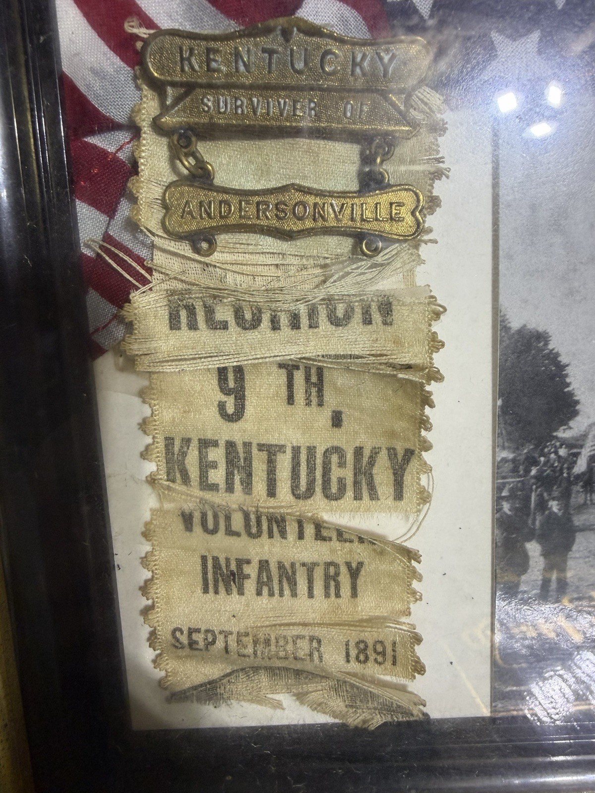 Civil War 1891 Silk Ribbon Kentucky 9th Infantry Andersonville Survivor ...