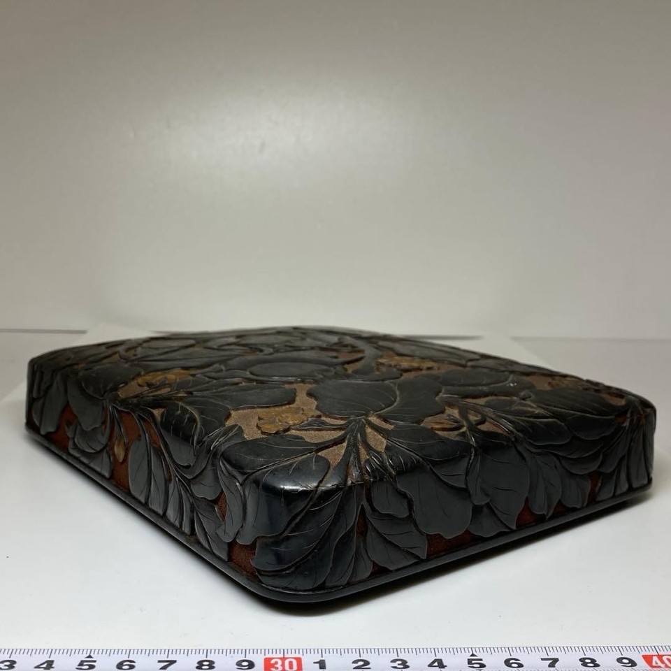 Antique Black Inkstone Box 22.5x18.5x4.5cm with patina and edge wear ...