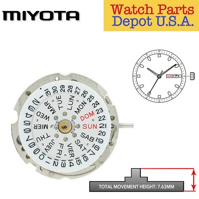 Original Miyota 6T51 Japan 21 Jewels Automatic Movement, 3 Hands, Day ...