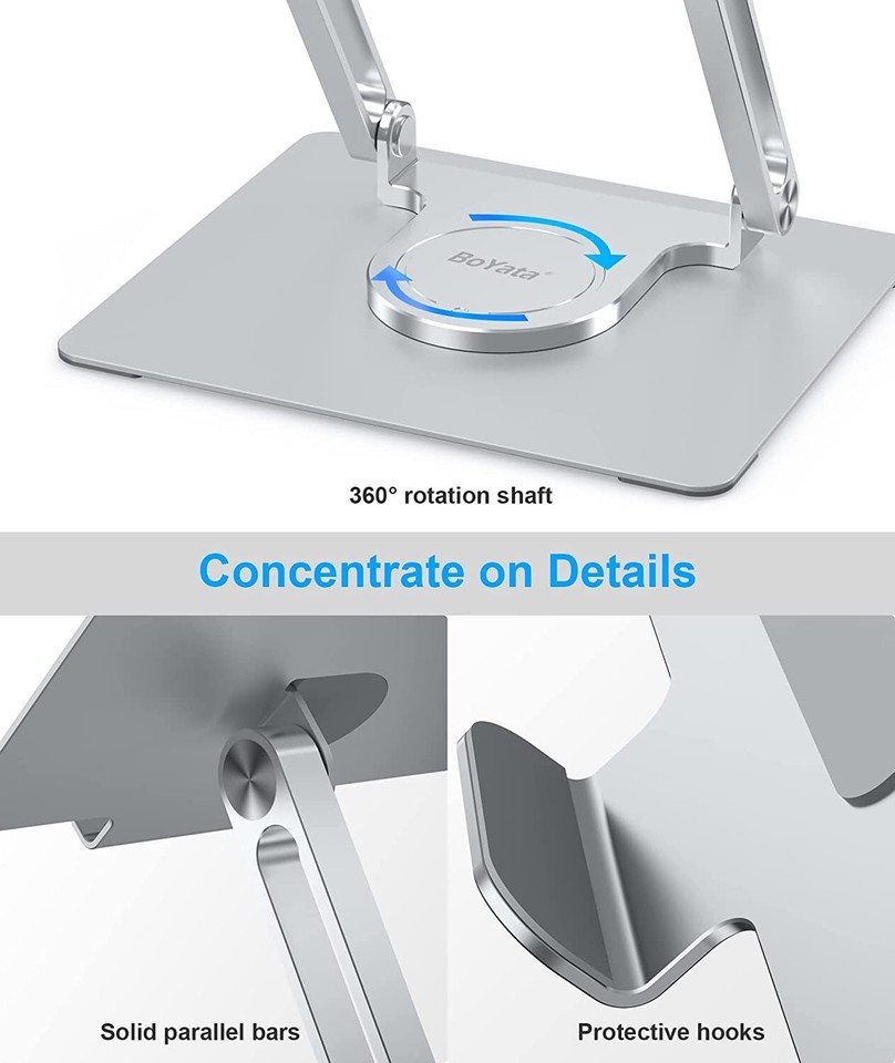 BoYata Laptop Stand for Desk, Adjustable Computer Stand with 360 ...