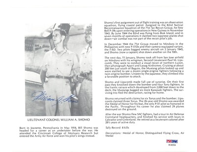 WILLIAM SHOMO SIGNED 8X10 (D) PSA DNA AC42334 WWII ACE 8V | eBay