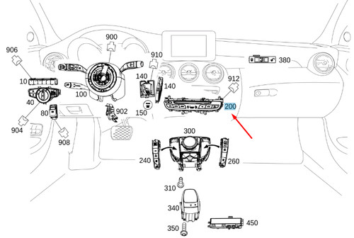 NEW MERCEDES-BENZ C W205 UPPER CONTROL PANEL SWITCH BLOCK A2059055001 ...
