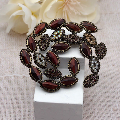 Vintage Sorrelli Red Rust Bronze Tone Rhinestone Swirl Pin Brooch | eBay