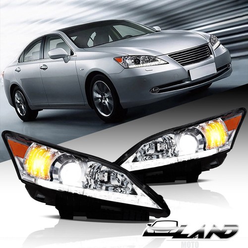 Headlights FOR 2010-2012 LEXUS ES350 Chrome LED DRL Dual Beam Front ...