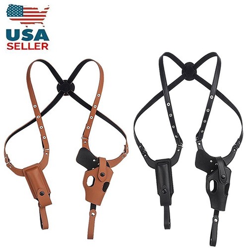 Genuine Leather Tactical Shoulder Underarm Gun Holster Pistol Concealed ...