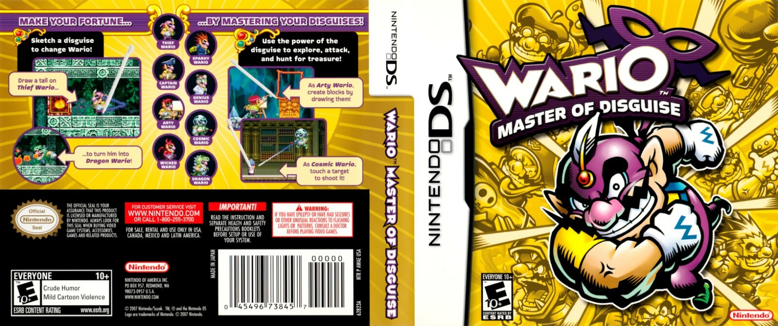 Wario Master of Disguise Nintendo DS NDS 2ds DSL DSi 3ds Video Game for ...