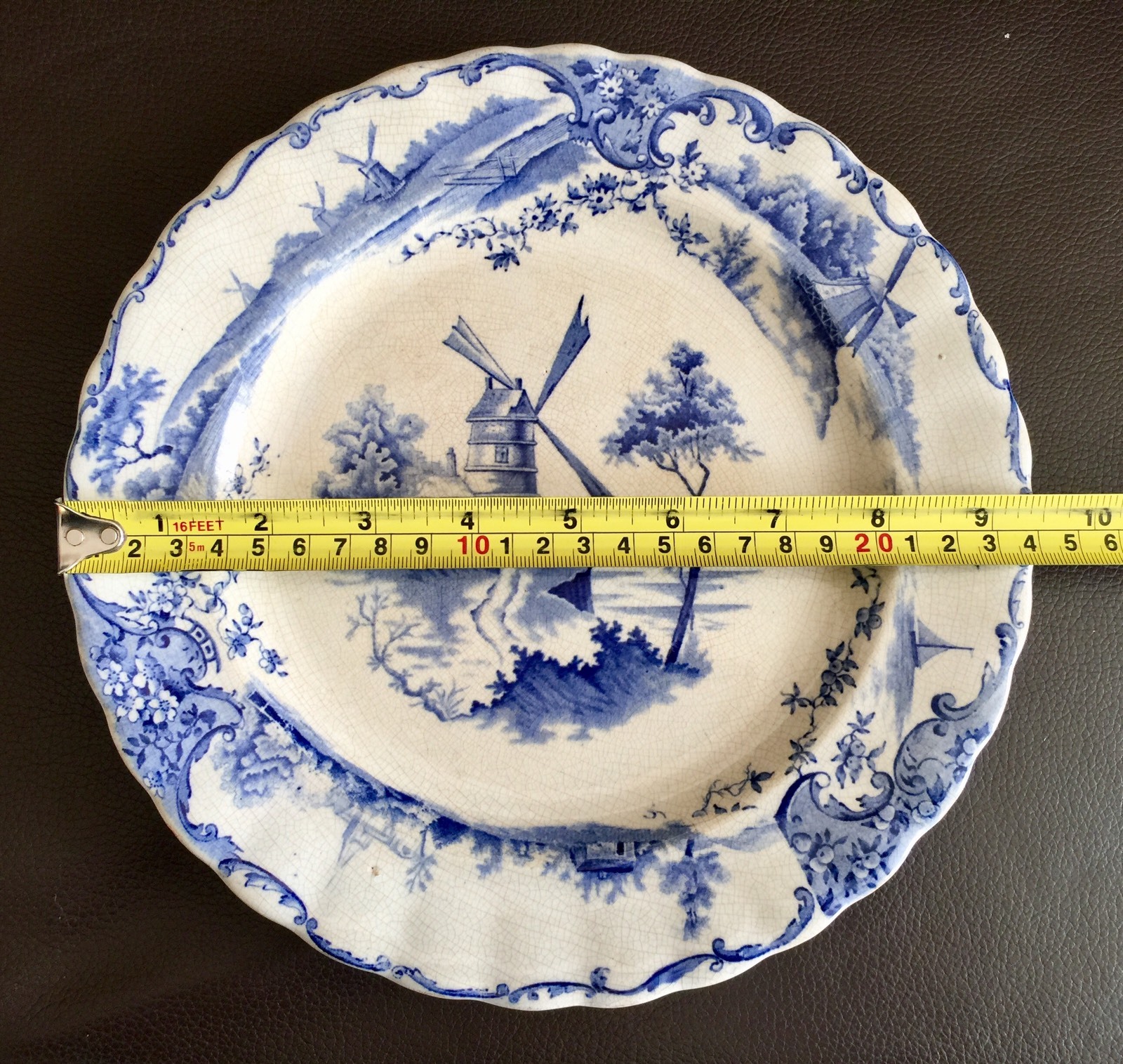 Antique Heavy Victorian English Grimwades Blue "Delph" 9.5"/24cm ...