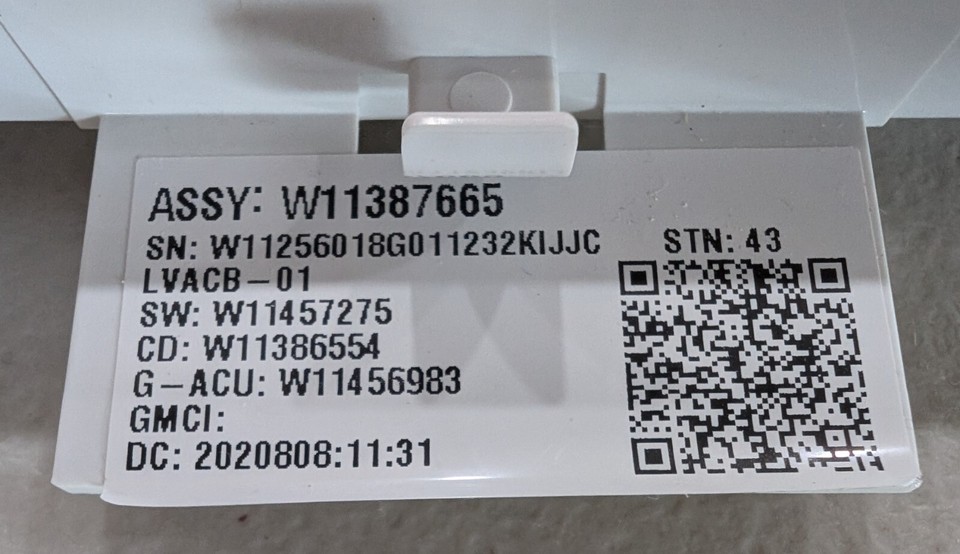 Whirlpool Maytag Washer Control Board W11387665 "NOT WORKING FOR PARTS ...