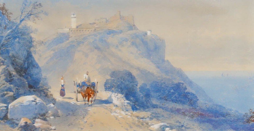 Thomas L. Rowbotham (1823-1875) - Framed Watercolour, Italian Coastal ...