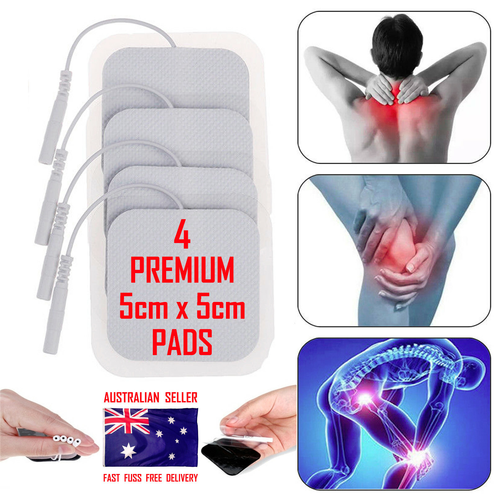 Dr TENS ELECTRODE 12 PADS PREMIUM VARIETY PACK - PERFECT 4 ALL PIN TYPE ...