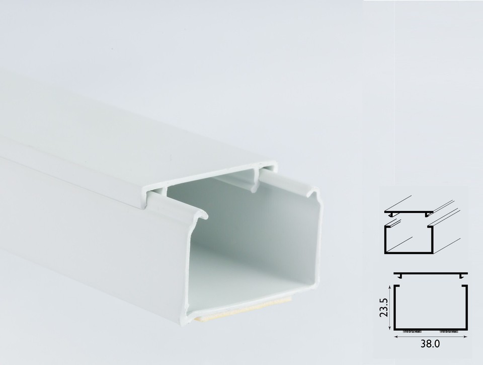 White Electrical Cable Trunking PVC Wire Conduit Plastic Cover-Mini ...