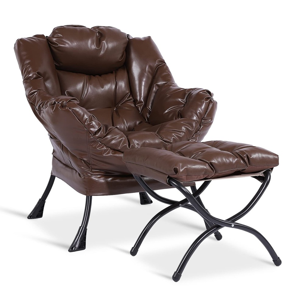 Lazy Chair with Ottoman Modern Accent Comfy Reading Lounge Chair for ...