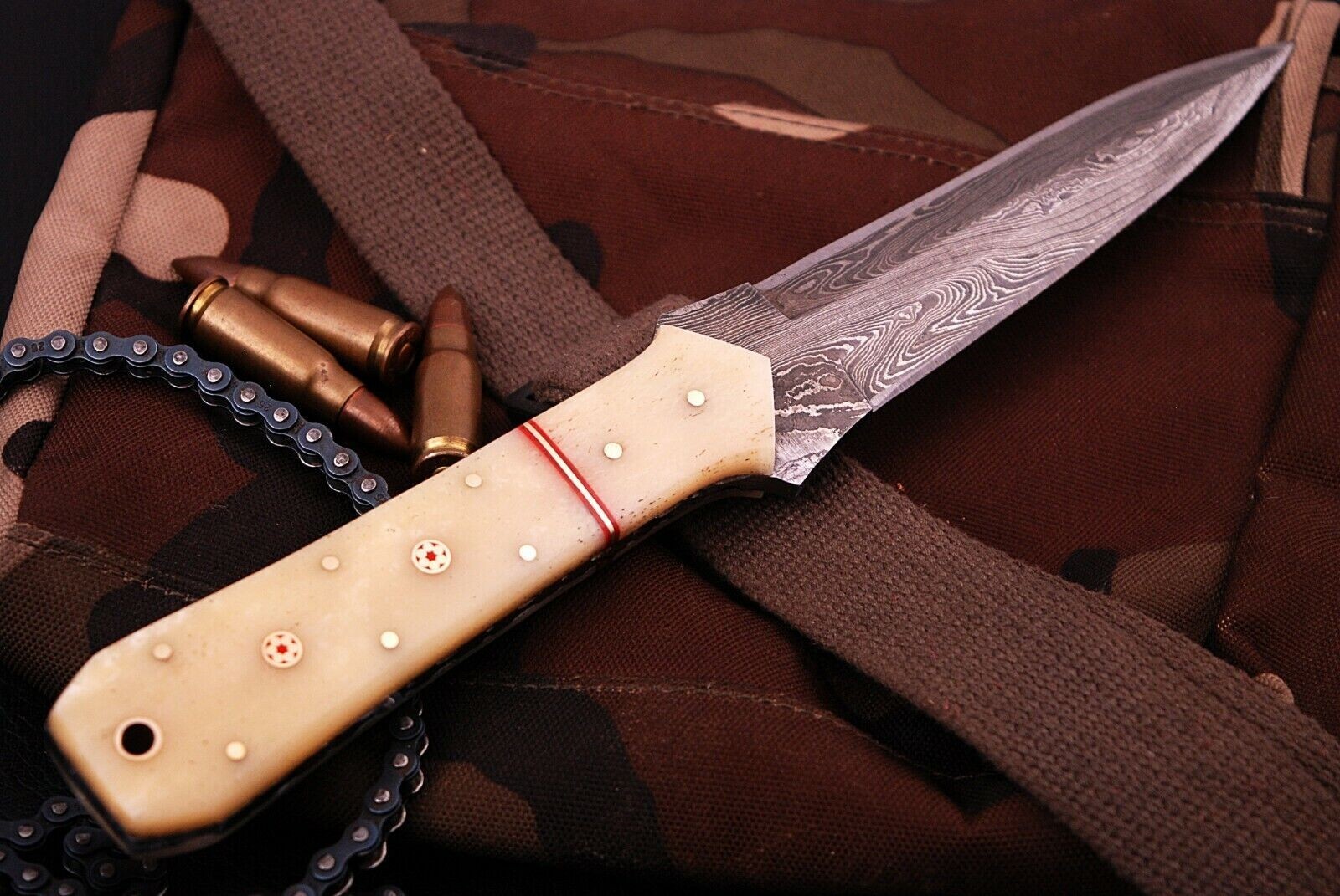 CUSTOM HANDMADE DAMASCUS STEEL DAGGER HUNTING BOWIE BOOT KNIFE CAMEL ...