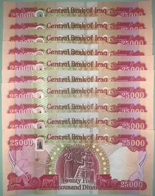 250,000 IRAQI DINAR New 10x 25,000 UNCIRCULATED AUTHENTIC *Money Back ...