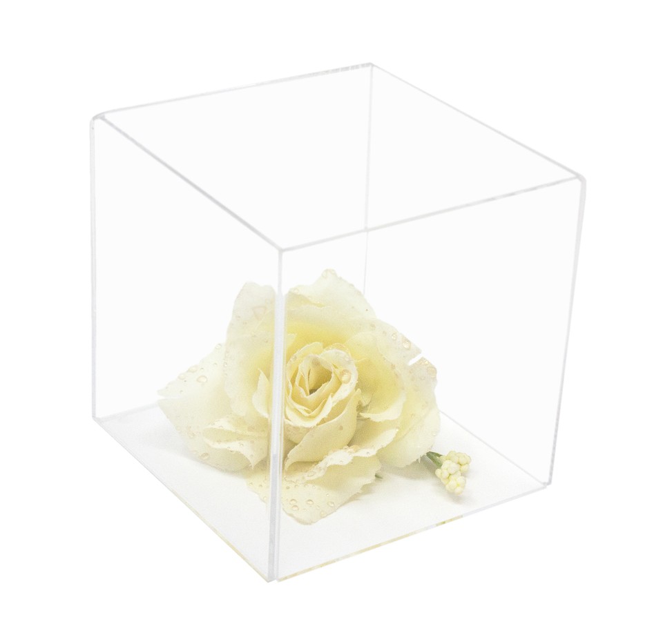 Acrylic Clear Table Top Display Case - Small Square Box 4" x 4" x 4 ...