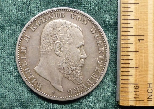 1907 F Silver German 5 Mark, Deutsches Reich 1907 Coin, Wilhelm II, KM ...