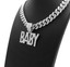 Silver Plated Alloy Lil BABY pendant Iced Simulated Diamond Cuban Chain ...