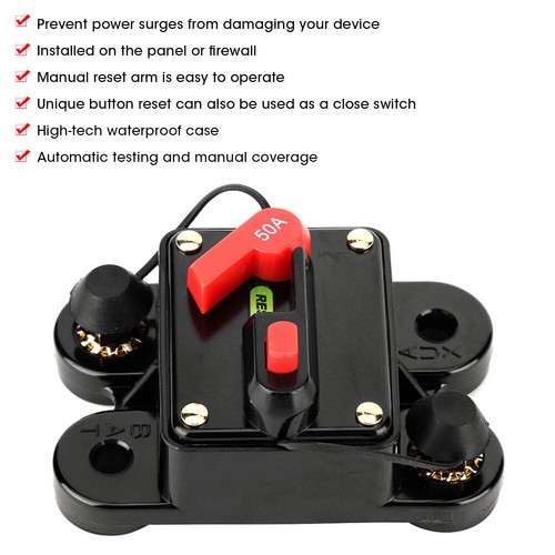 Car Auto Audio Automatic Manual Reset Holder Circuit Breaker 12V 50A | eBay