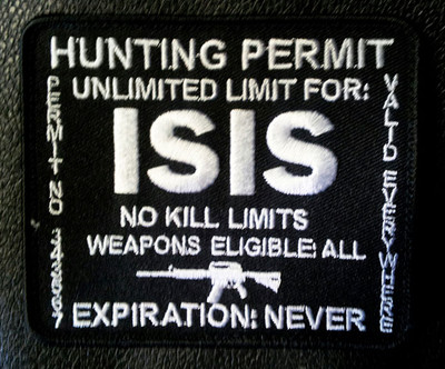 2PC ISIS terrorist hunting permit HOOK LOOP 4 inch Zombie tac Morale ...