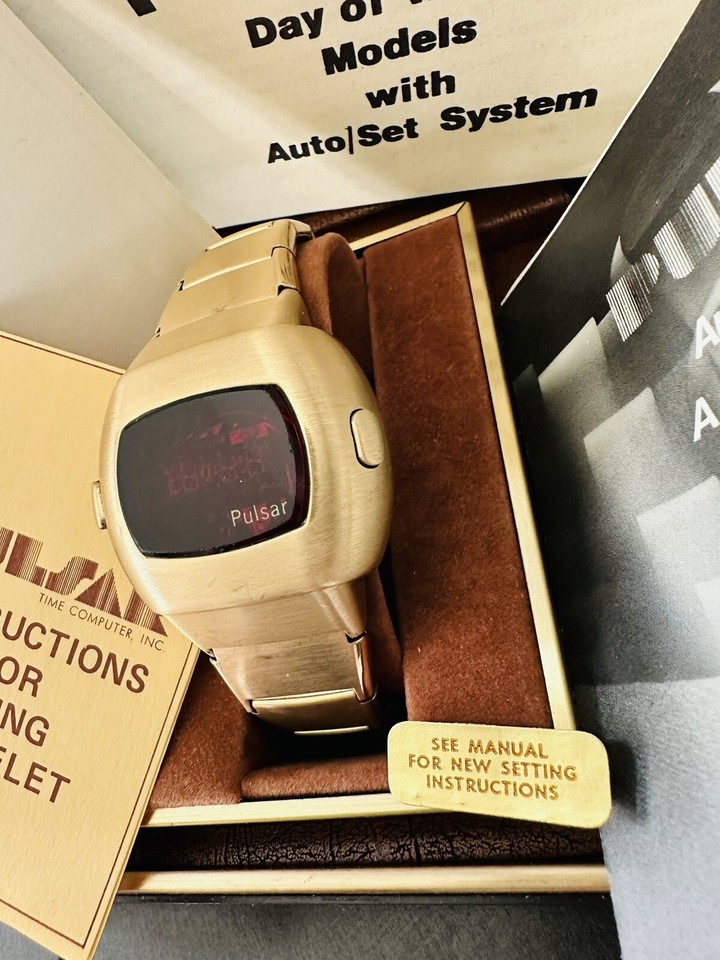 Rare Vintage Pulsar P3 Time Computer Watch Solid 14k Gold ~ Box ...