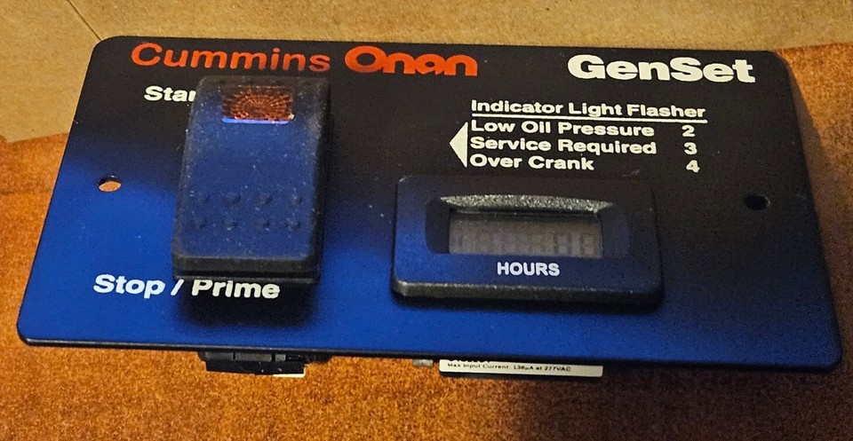 ONAN SILENT REMOTE START SWITCH & DIGITAL HOUR METER 12Volt GAS LP ...