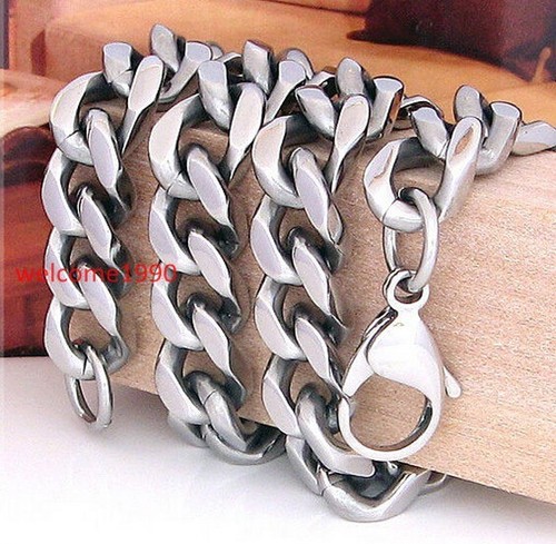 12mm 21.6'' Stainless steel Strong Curb Link Chain Necklace Men Trendy ...