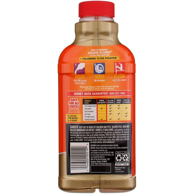 Clorox Liquid Plumr Foaming Pipe Snake Clog Remover 17 Oz Bottle - Clo ...