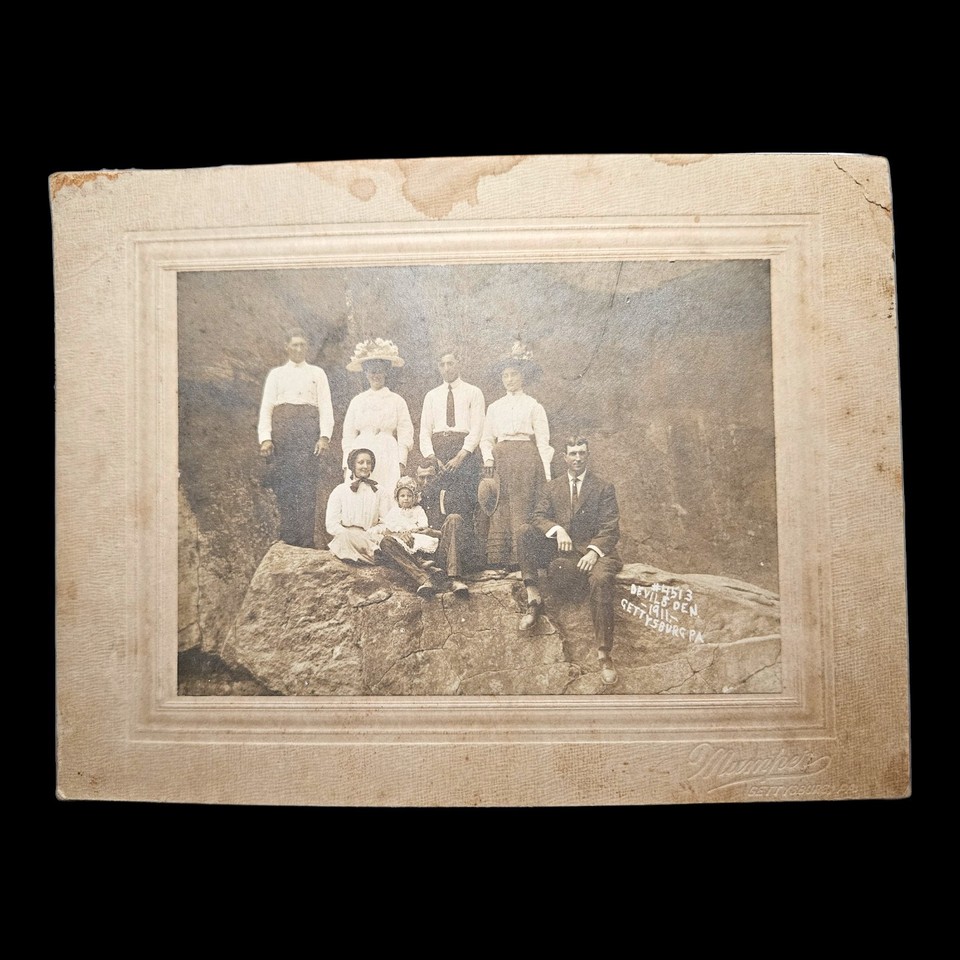 1911 Gettysburg PA Devil's Den Family Portrait Cabinet Card Photograph ...