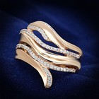 Fancy Simulated Diamond Curved Wave Band Rose Gold Plated Cocktail ...