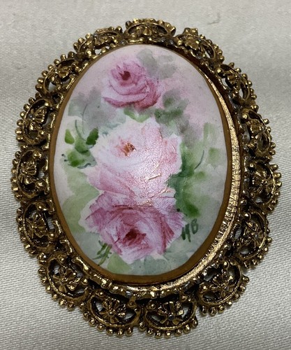 Vintage Hand Painted Pendant/Brooch Signed By HB | eBay