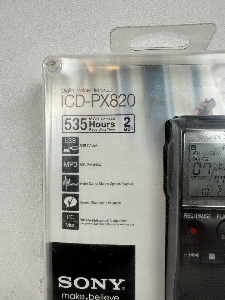 Sony ICD-PX820 (2GB, 535 HR) Handheld Voice Recorder NEW 27242780828 | eBay