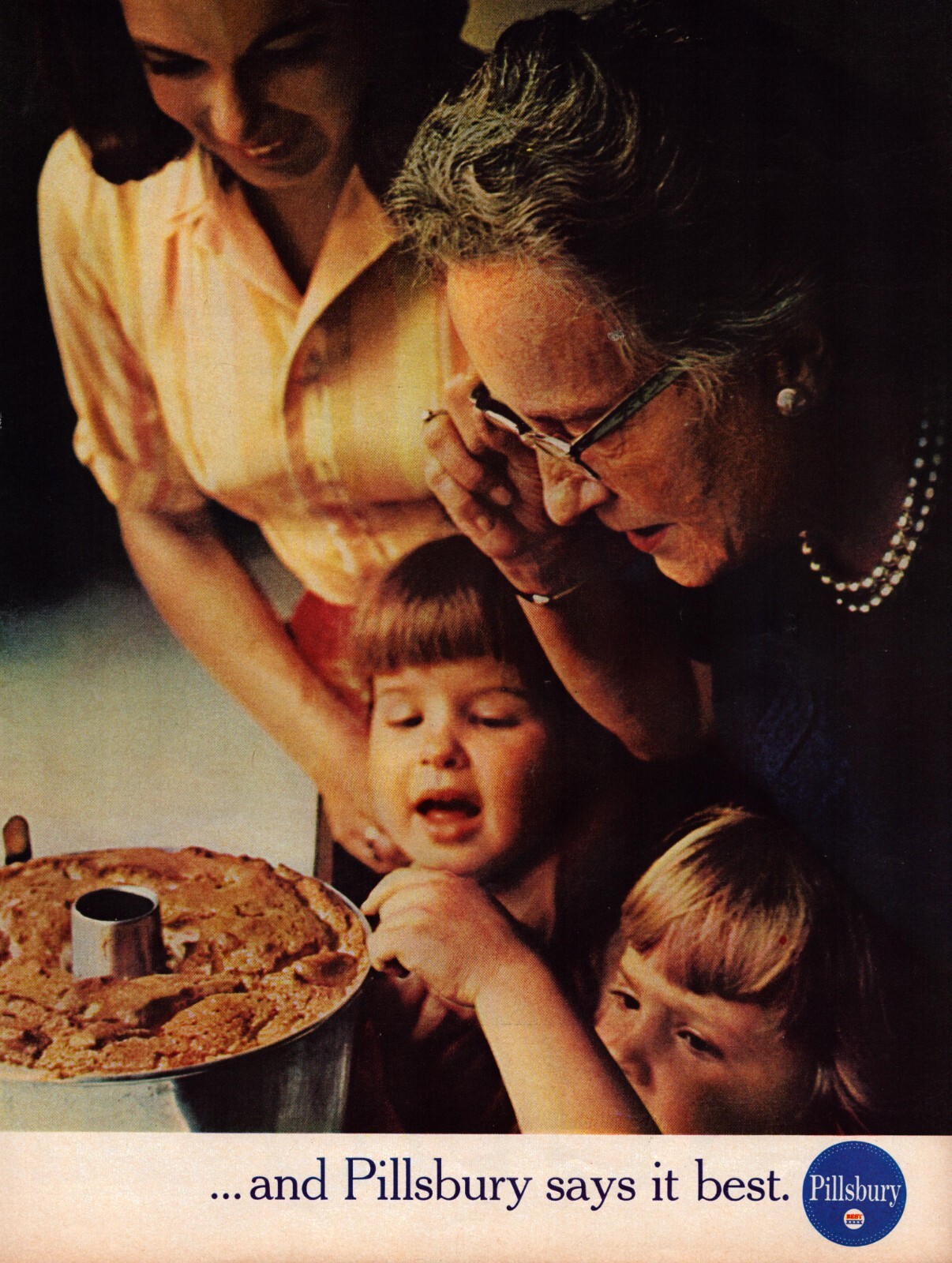 Pillsbury Cake Mix Grandma Grandkids Color 1965 Vintage Print Ad-C-2.1 ...