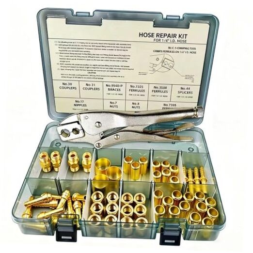 58PCS Hose Repair Kit, 1/4 I.D. Torch Hose Repair Kit, Air Hose Crimper ...