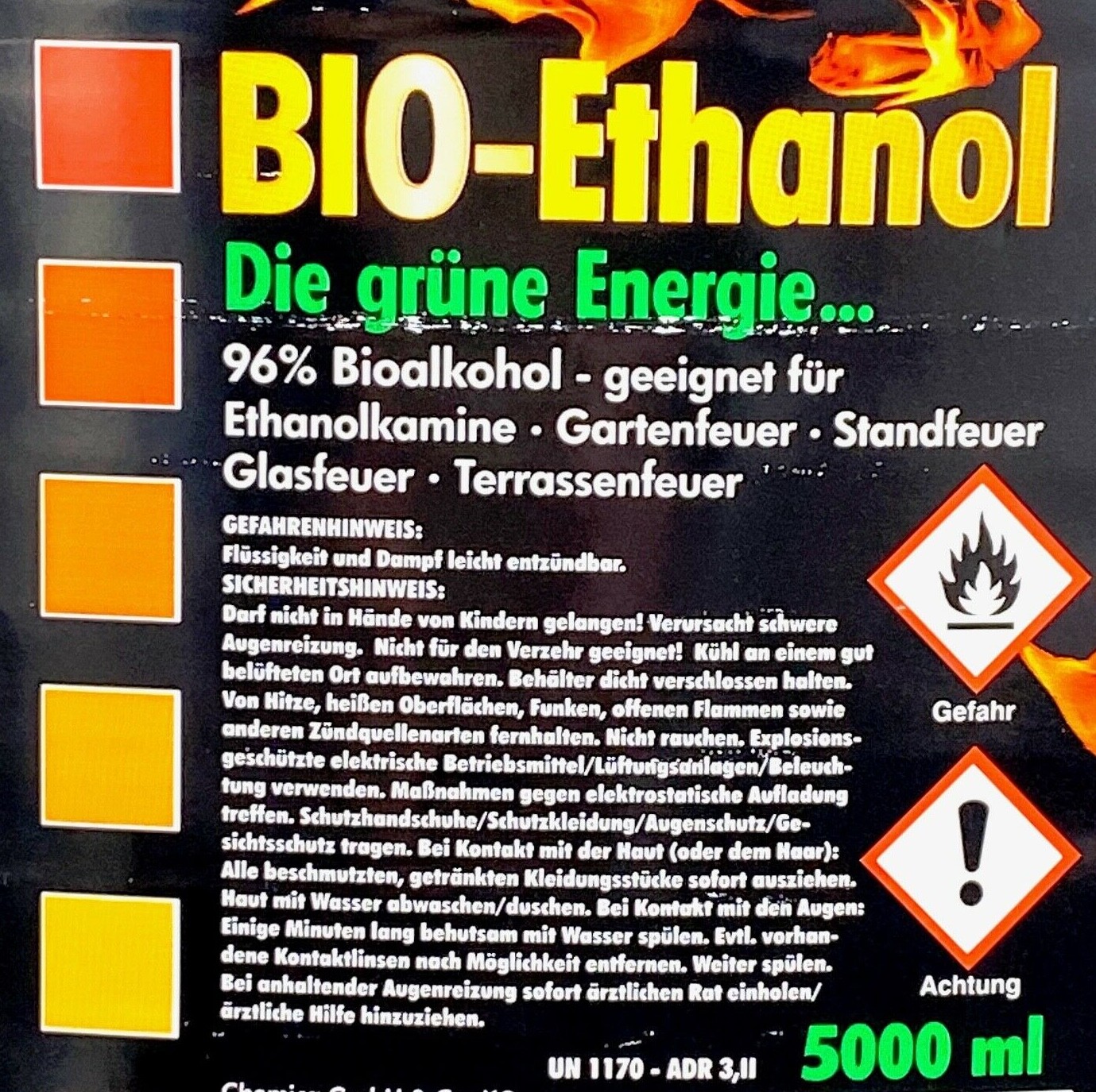 3,58-3,19€/L 5 Liter Bio-Ethanol 96% Ethanol 5l oder 15l Bioethanol ...