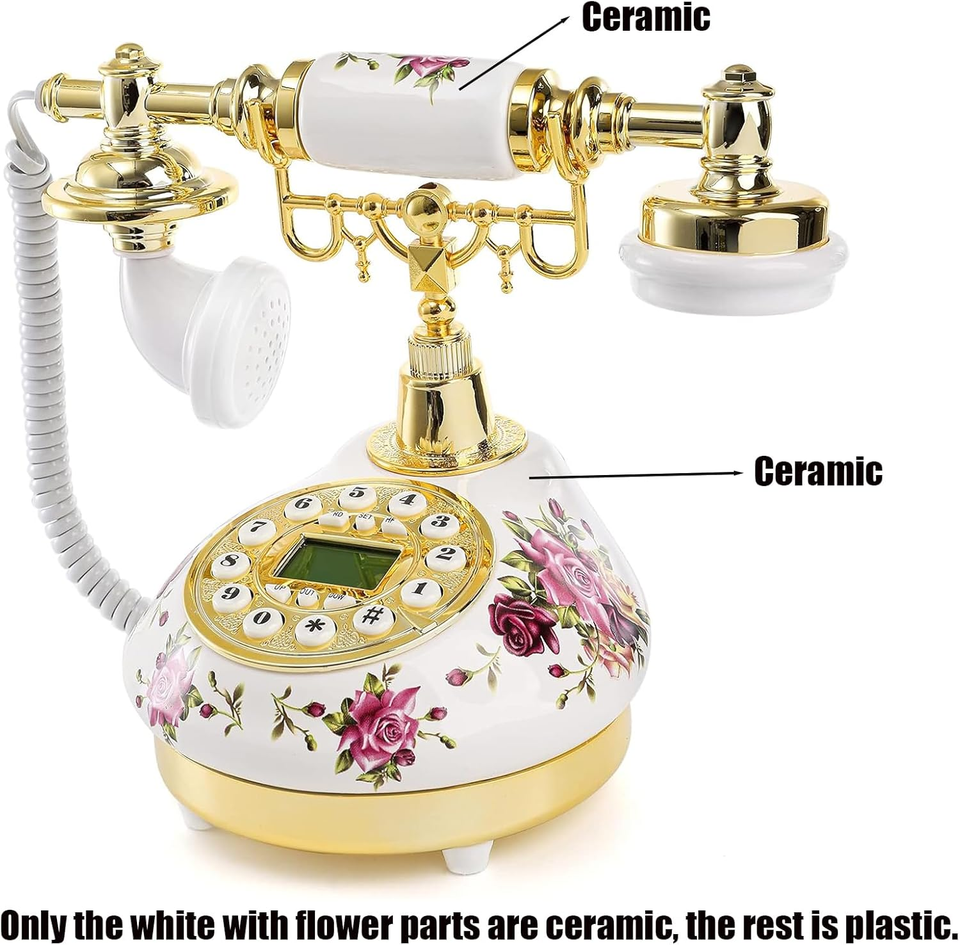 Retro Vintage Phone, Antique Ceramic Telephone with LCD, Old Fashioned ...