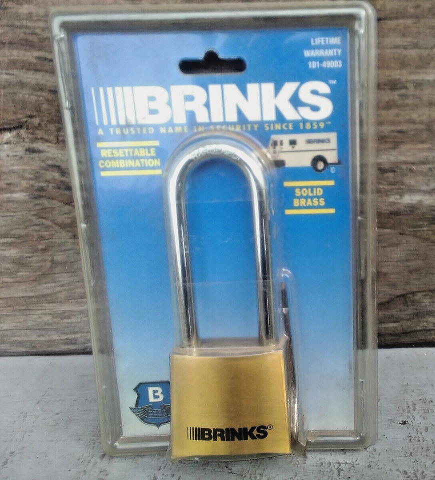 Brinks 101-49003 Commercial 50mm Brass Long Shackle Reset Combination ...