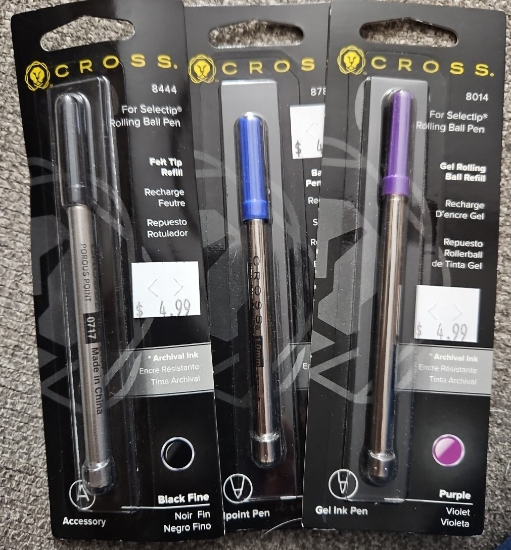 3x Cross Pen Refill Archival Ink New BLUE PURPLE Black | eBay