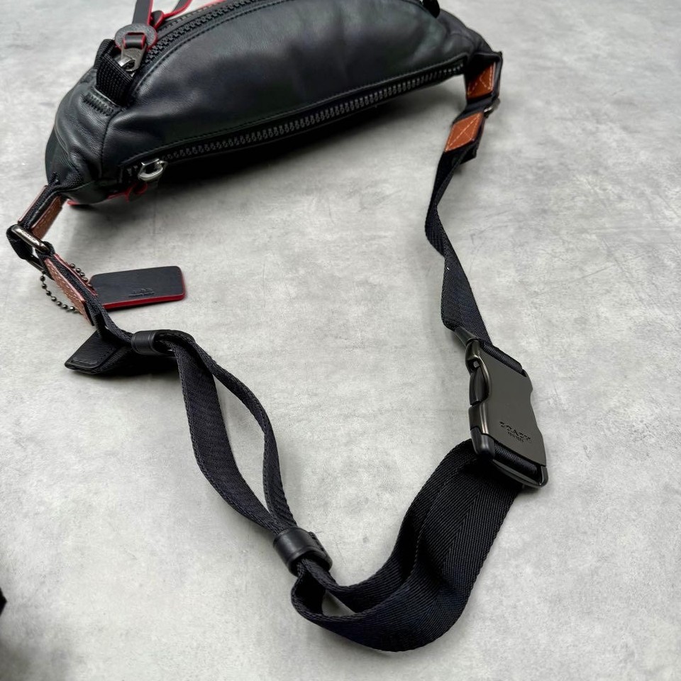 COACH NARUTO Body Bag Sasuke Sharingan Black Shoulder PVC Leather ...