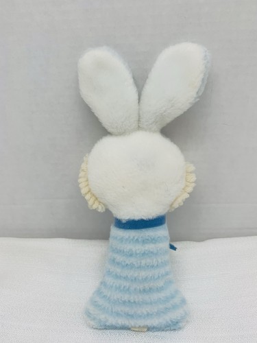 Vtg Eden Plush Stuffed Bunny Rabbit Striped Baby Rattle Adorable Soft ...