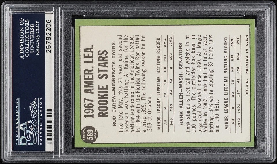 Rod Carew / Hank Allen Rookie Card Topps 1967 #569 PSA 8 📈🐐🔥 | eBay