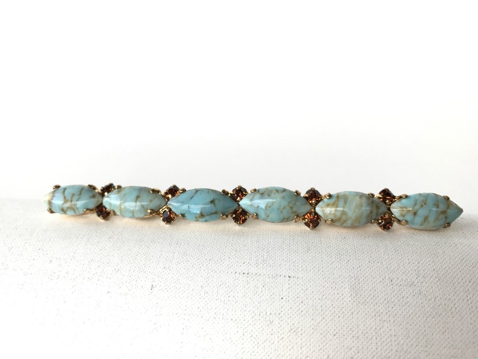 Vintage brooch pin light coloured turquoise with gold dust veins ...